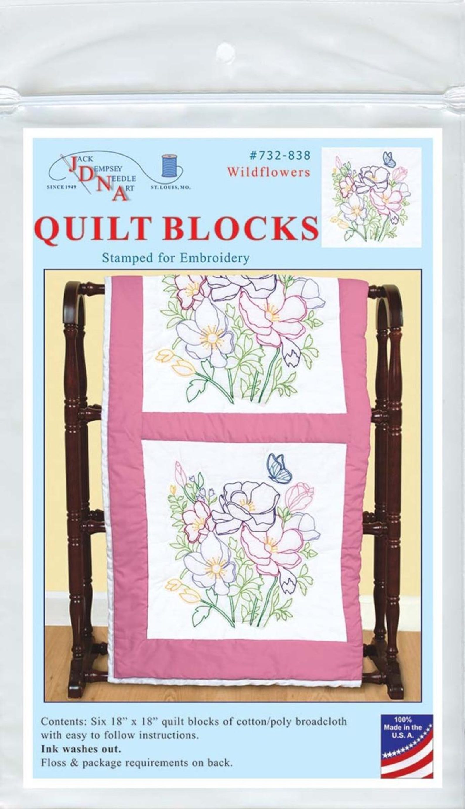 Jack Dempsey Needle Art Wildflowers 18 Inch Quilt Blocks - Etsy