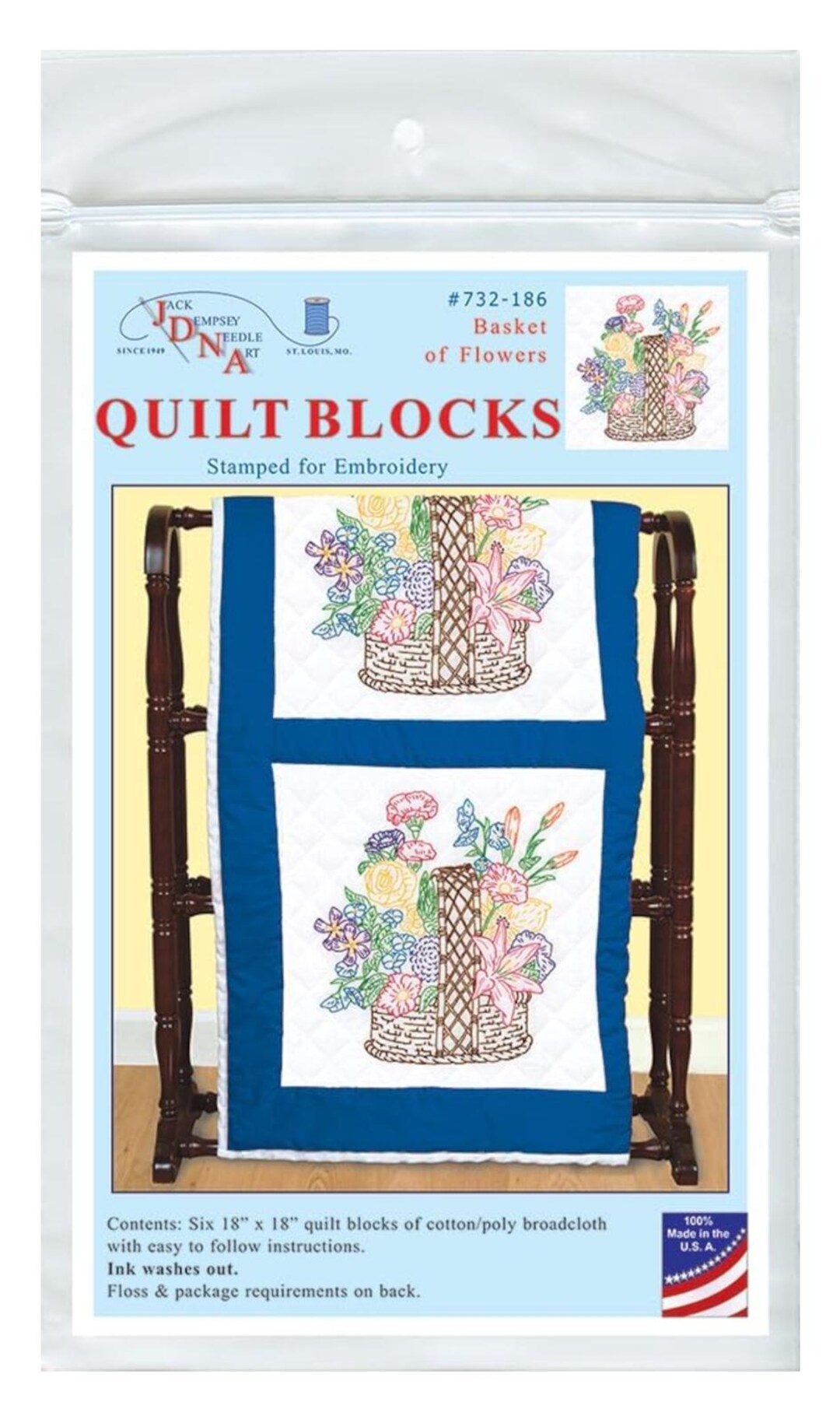 Jack Dempsey Needle Art Basket of Flowers 18 Inch Quilt Blocks - Etsy