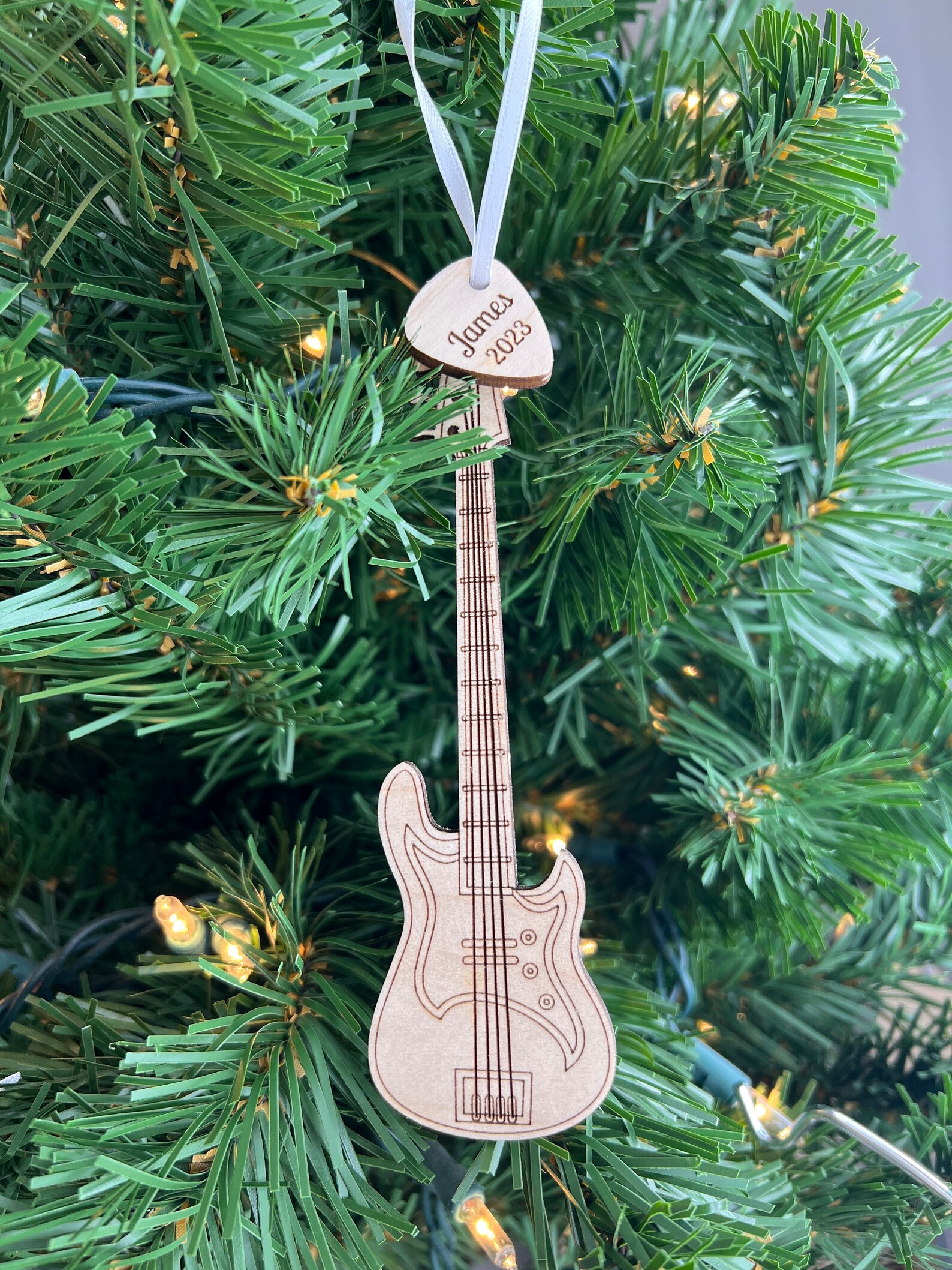 Bass Guitar Ornament With Personalized Pick Christmas Gift for Bass ...