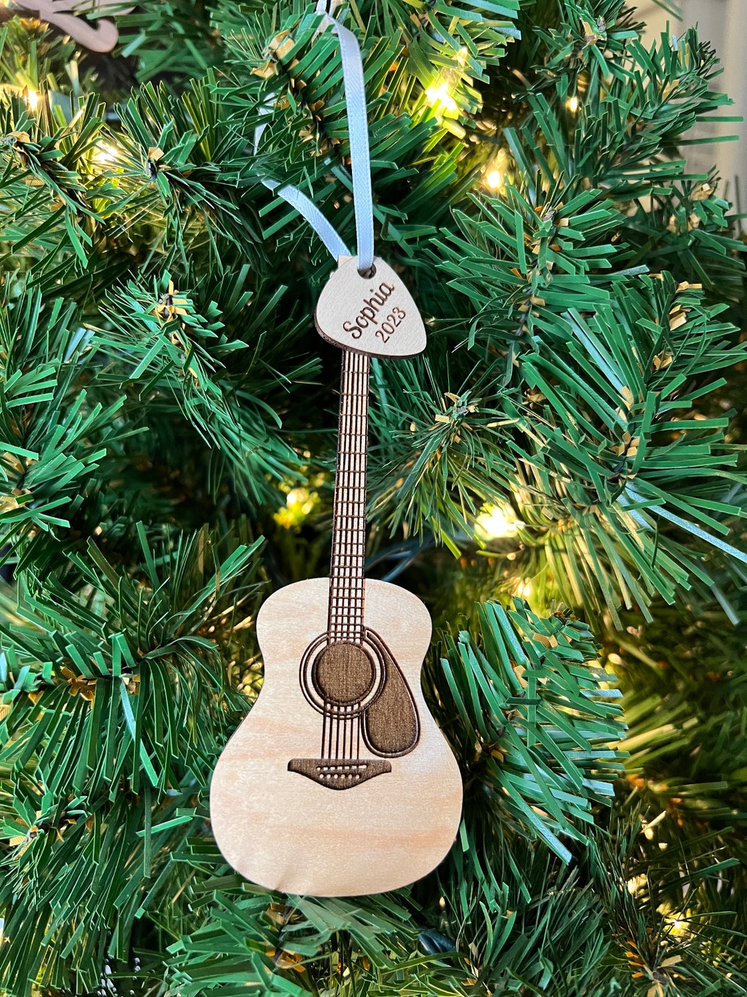 Acoustic Guitar Ornament With Personalized Pick Christmas Gift for ...