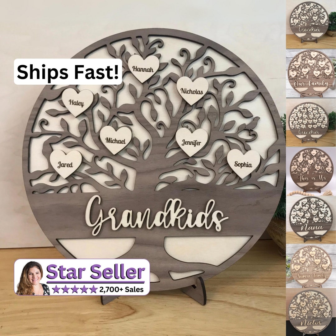 Personalized Grandkids / Family Tree Display Gift Mothers Day / Fathers ...