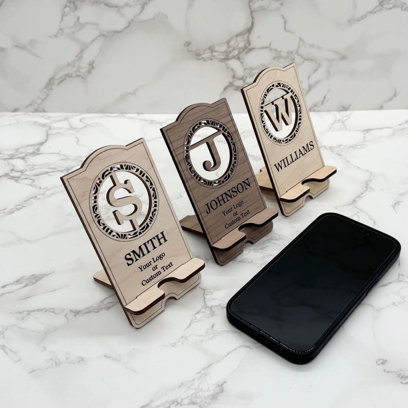 Logo or Custom Text Branded Personalized Monogram Phone Charging Stand ...