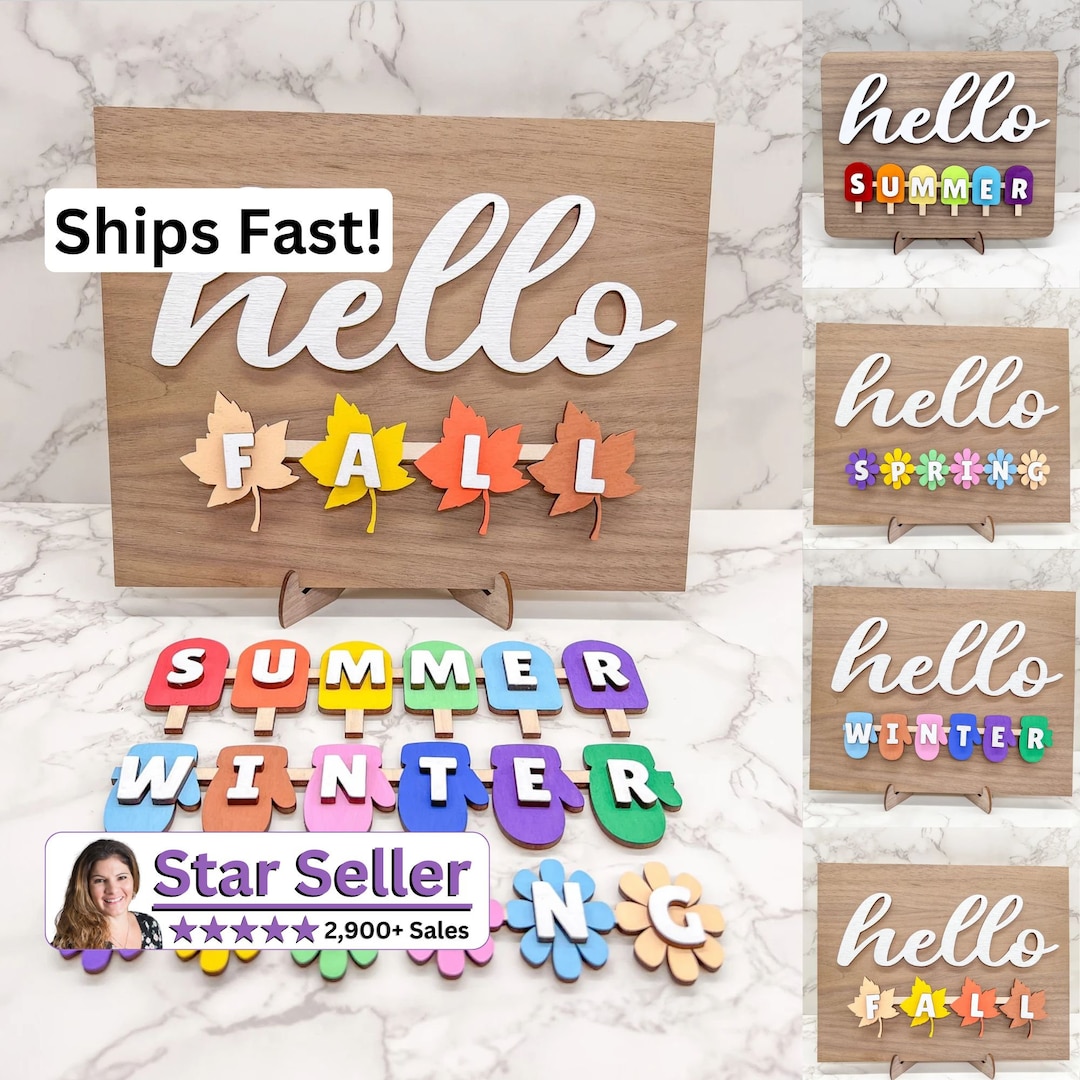 Interchangeable Display, All Season Hello Summer / Hello Fall / Hello ...