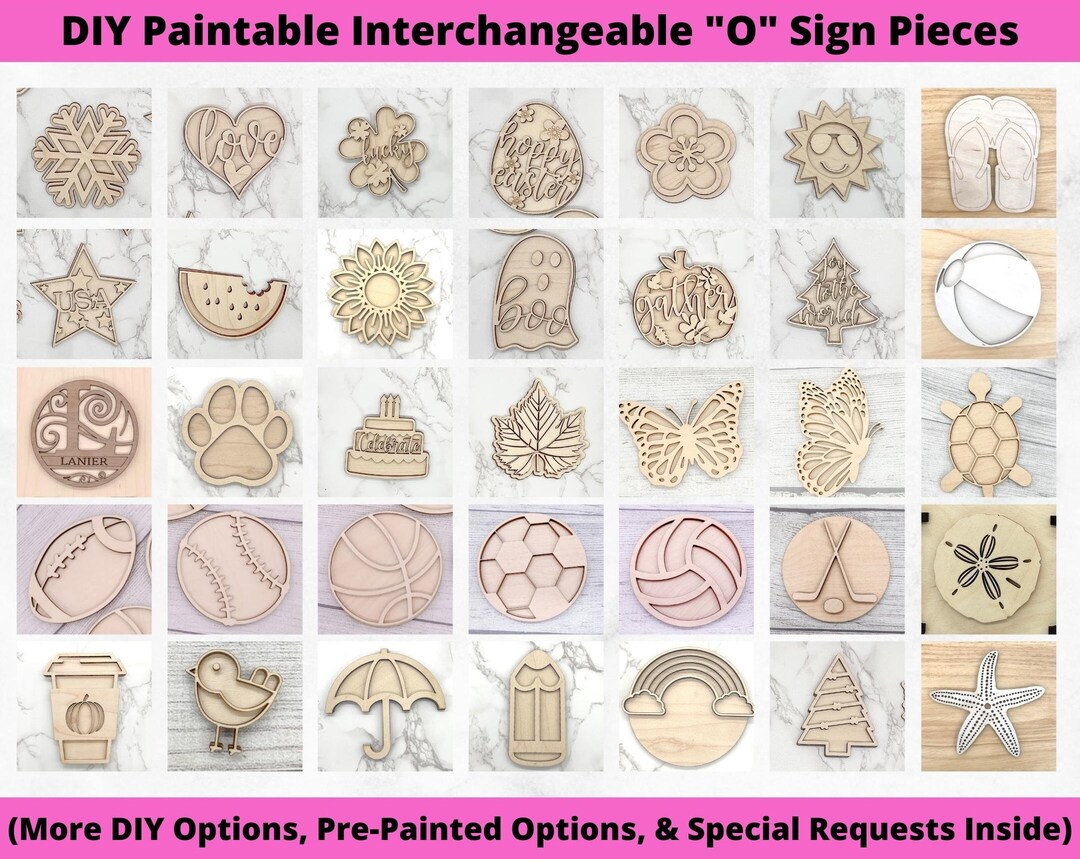 DIY Unpainted Interchangeable "o" Pieces 2”, 4”, 6”, 8”, 10”, 12"+ / "o ...