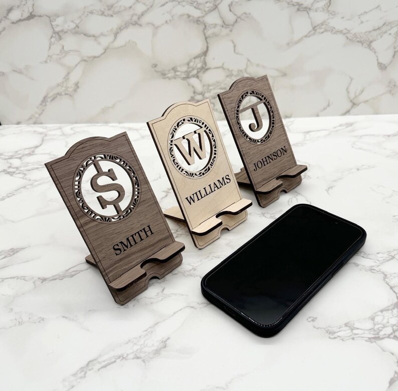 Logo or Custom Text Branded Personalized Monogram Phone Charging Stand ...