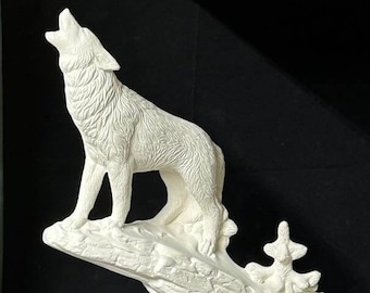 Wolf Head With Running Wolves in Rock Hand Made and Painted Wolf Head With Running Wolves in Rock Hand Made and Painted