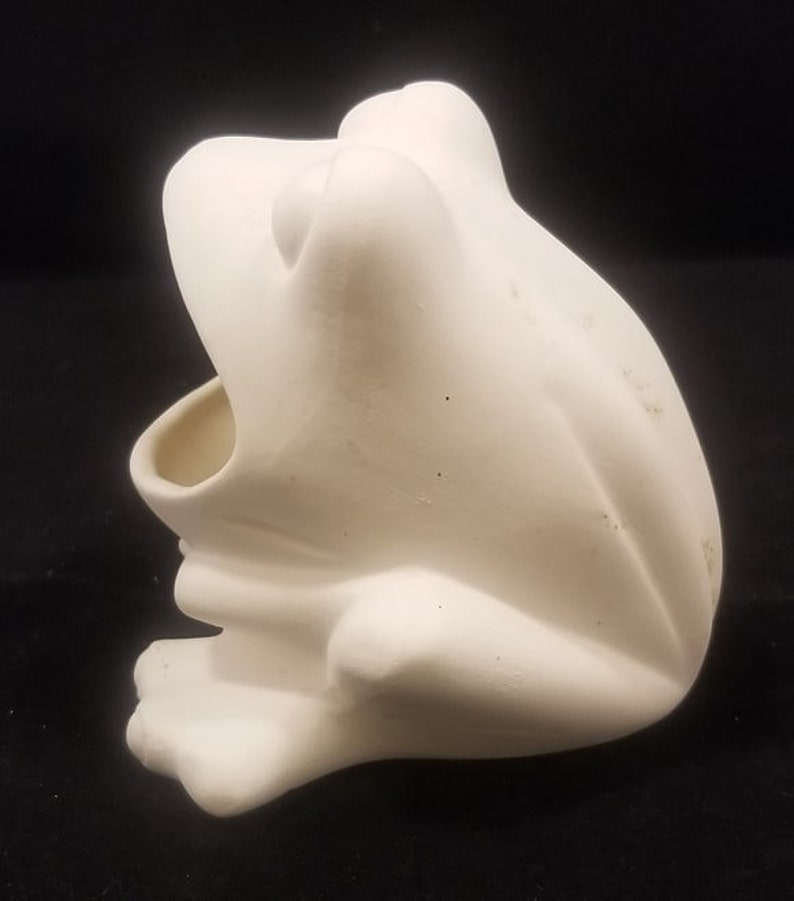 Unpainted Ceramic Bisque Big Mouth Frog, Dish Scrubbie Holder ...