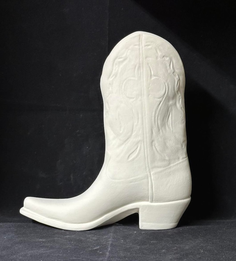 Unpainted Ceramic Boot, Realistic Cowboy Boot, Unfinished Bisque, Western Style Cowboy Boot ...