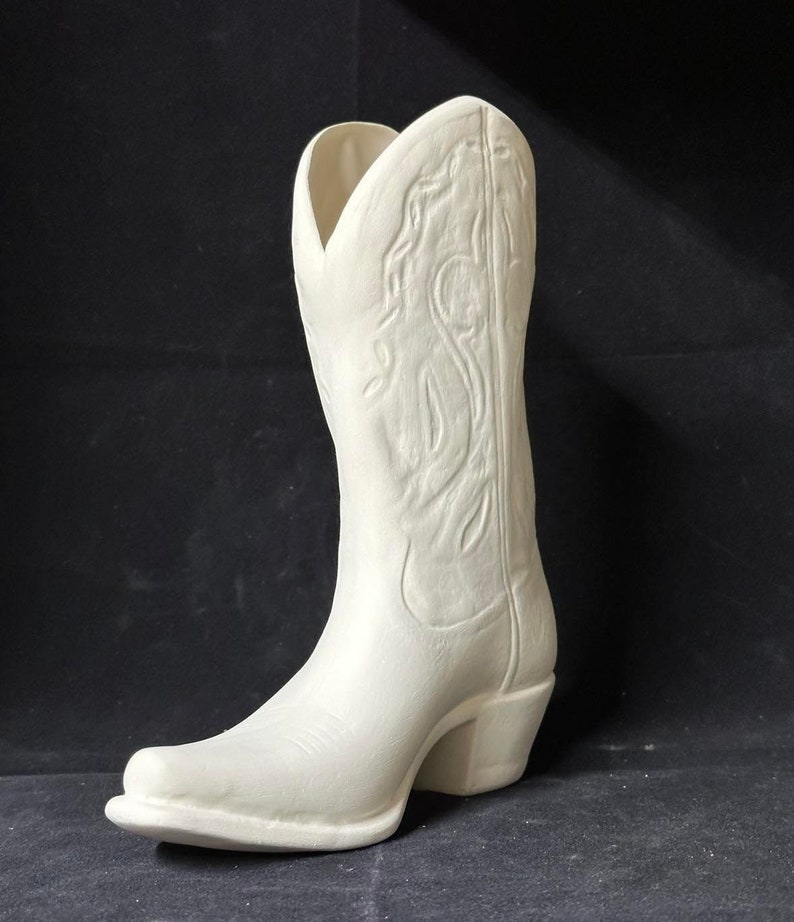 Unpainted Ceramic Boot, Realistic Cowboy Boot, Unfinished Bisque, Western Style Cowboy Boot ...