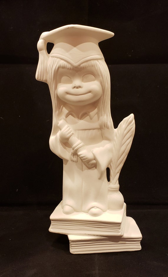 Unpainted Ceramic Girl Graduate Unfinished Bisque Ceramic | Etsy