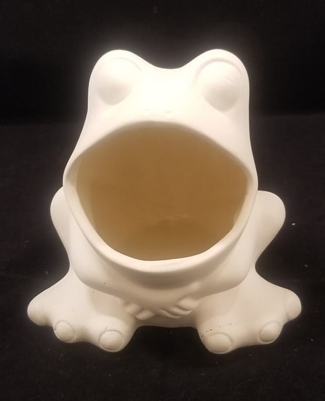 Unpainted Ceramic Bisque Big Mouth Frog, Dish Scrubbie Holder ...