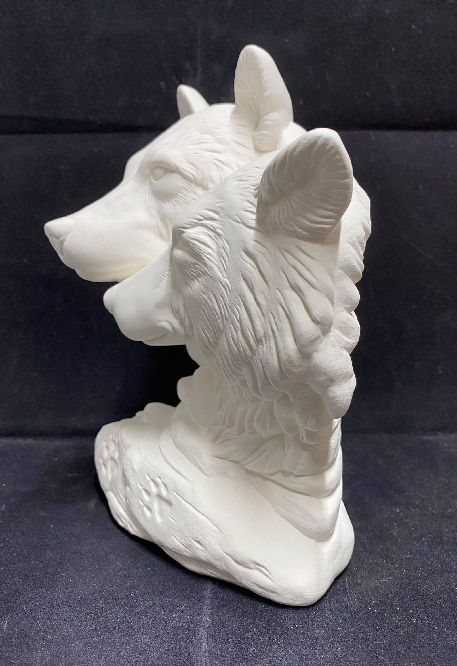 Unpainted Ceramic Wolf Pair Unfinished Bisque Wolves Ready | Etsy
