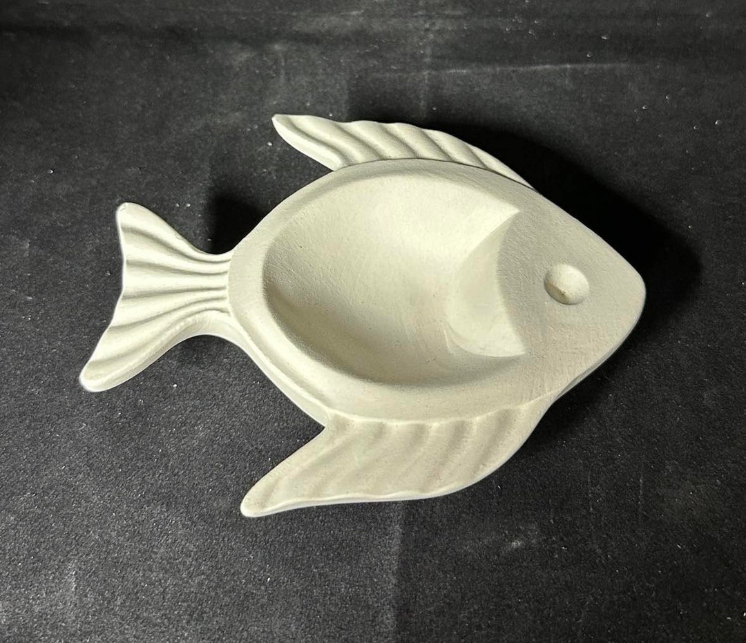 Unpainted Ceramic Cute Fish Dish, Unfinished Bisque, Ceramics, 1" Tall ...