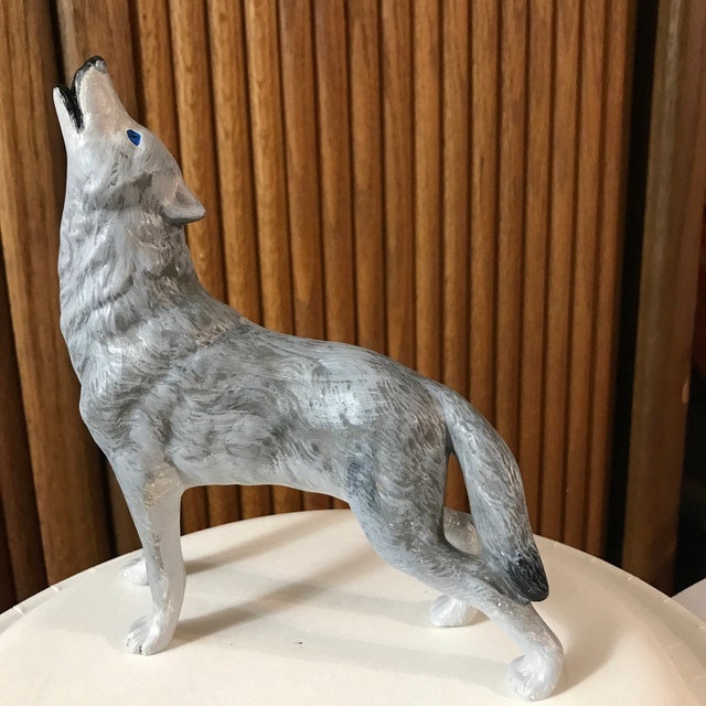 Unpainted Ceramic Wolf Standing, Unfinished Bisque Wolves, Ready to ...