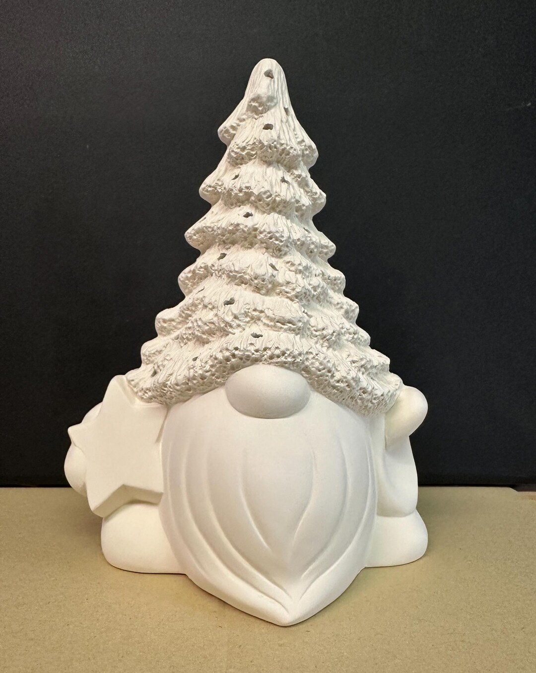 Unpainted Ceramic Christmas Tree Hat Gnome Pair, Unfinished Bisque, 9.5 ...