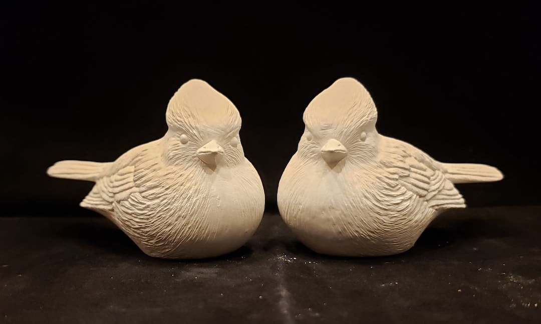 Unpainted Ceramic Cardinal Pair, Unfinished Bisque, Ready to Paint ...