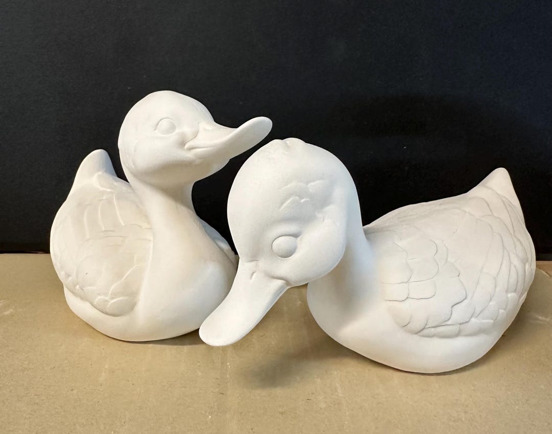 Unpainted Ceramic Cute Baby Duck Pair, Unfinished Bisque, Ready to ...