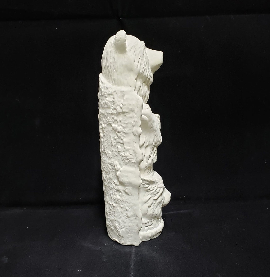 Unpainted Ceramic Bear-wolf-bobcat Totem Pole 7 Tall | Etsy