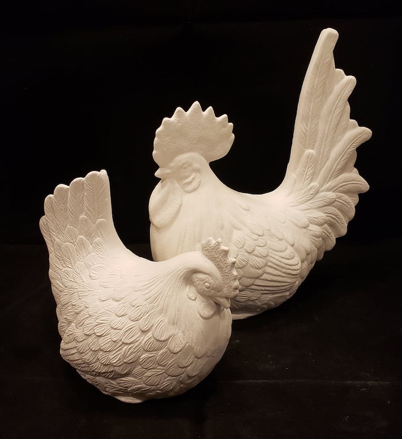 Unpainted Ceramic Sitting Rooster Unfinished Bisque Part of - Etsy