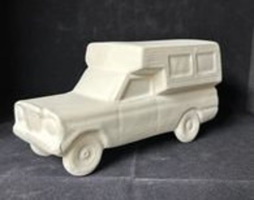 Unpainted Ceramic Camper Truck, Unfinished Bisque, 4" Tall, Jeep Travel ...