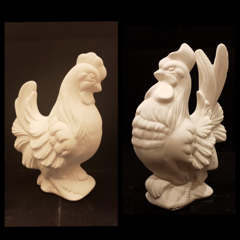 Unpainted Ceramic Fancy Rooster Unfinished Bisque Vintage - Etsy