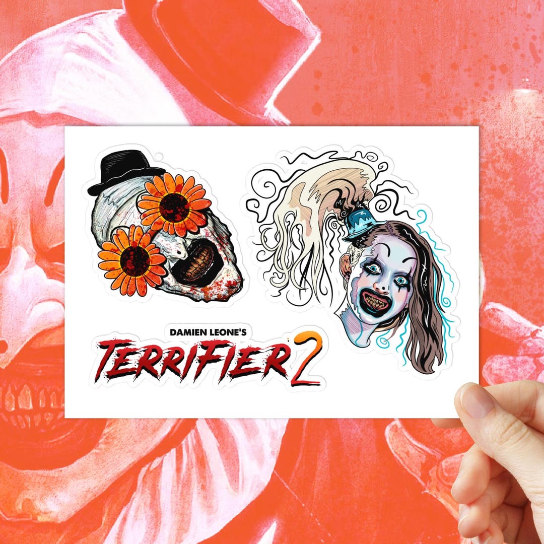 Terrifier Art Clown Sticker Set Sheet Horror Sunflower Sunglasses Movie ...