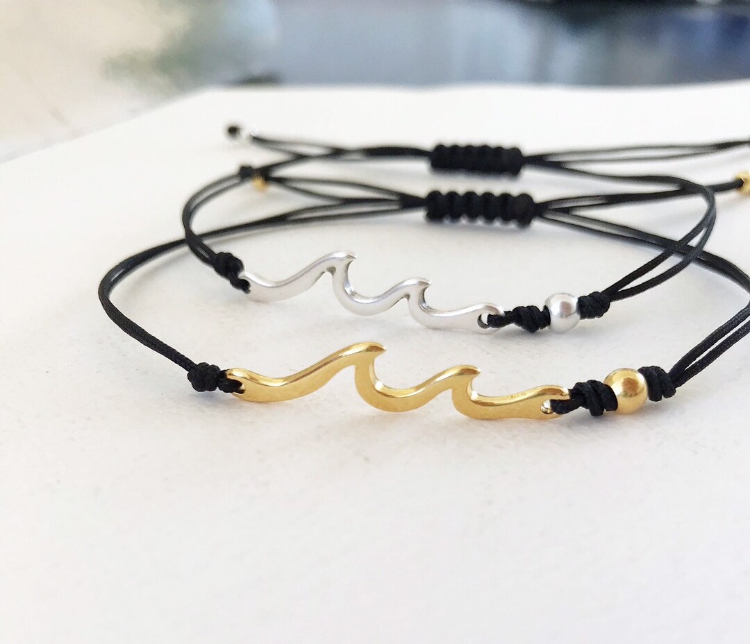 Gold Wave Bracelet Cord Adjustable, Beach Anklet Bracelet Waterproof ...