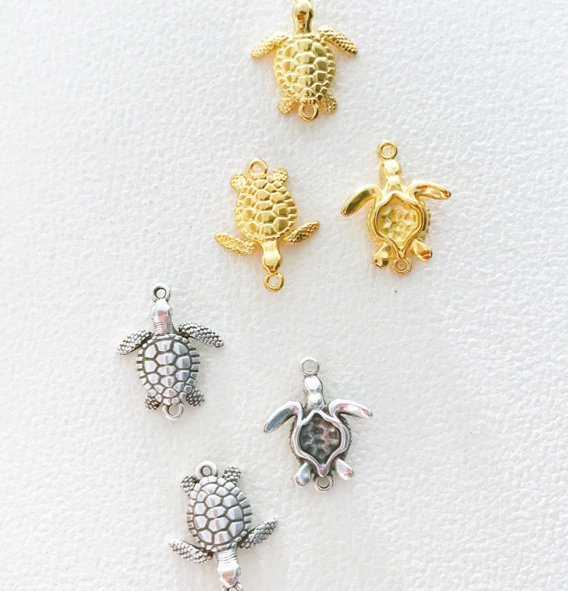 Turtle Charms 24K Gold Plated Charm With Two Rings Antique - Etsy