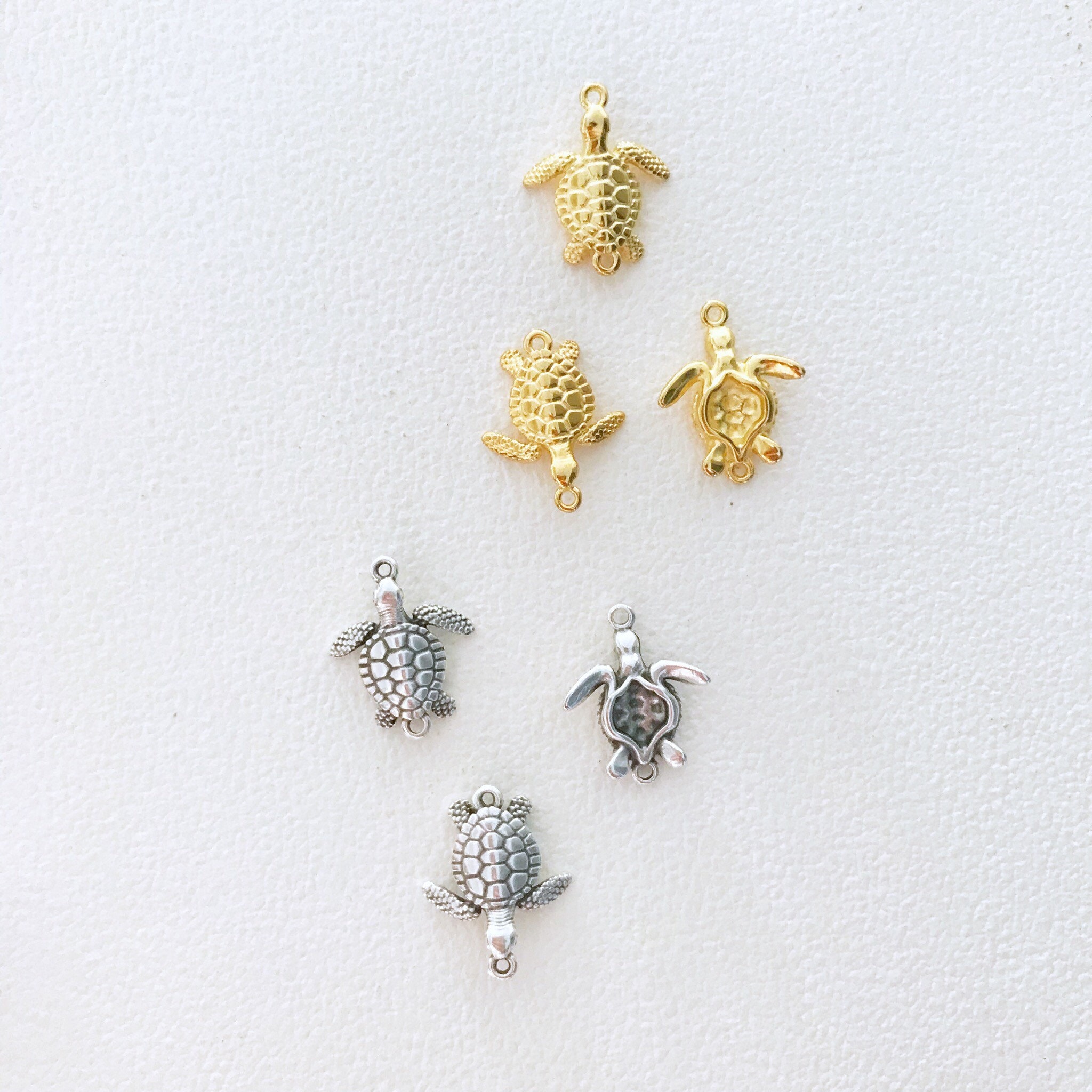 Turtle Charms 24K Gold Plated Charm With Two Rings Antique - Etsy