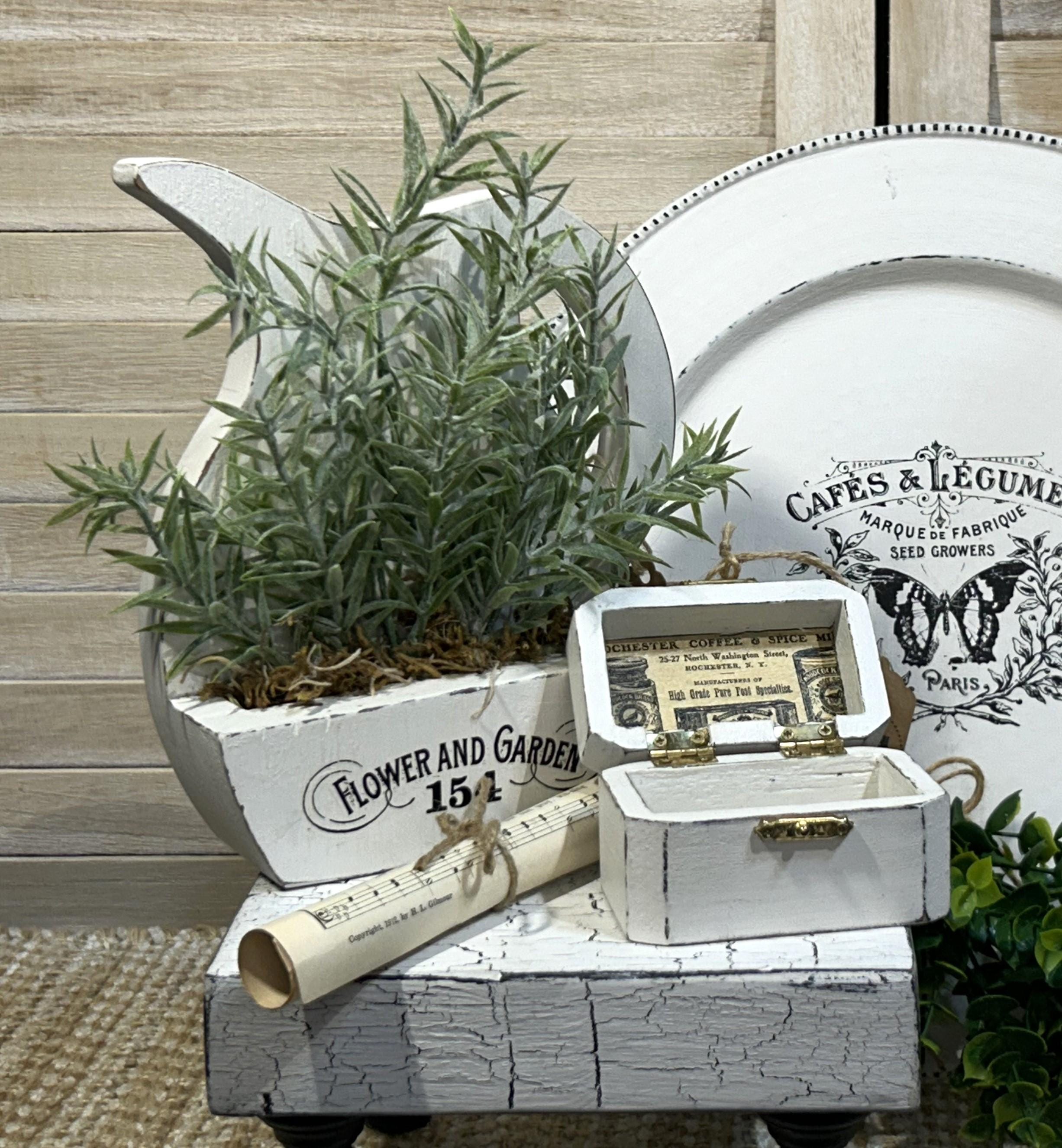 Rustic French Country Wooden Planter With Greenery - Etsy