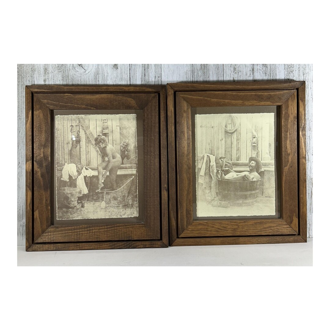 Set of Vintage 1960s Rolland Hendrickson Sepia Prints in Wood Frames ...