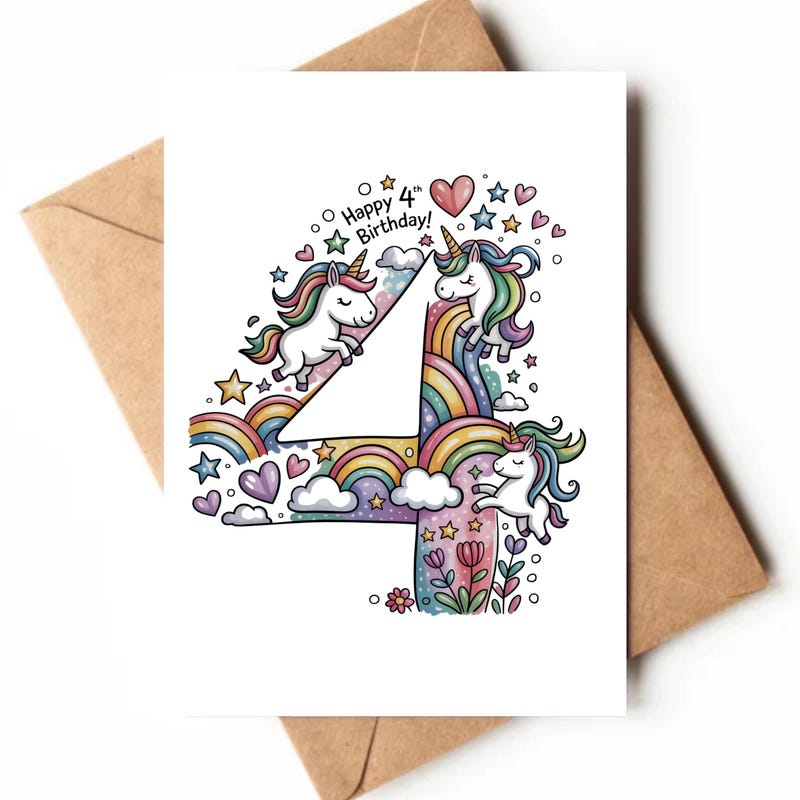 Unicorn Happy Birthday Card - Etsy