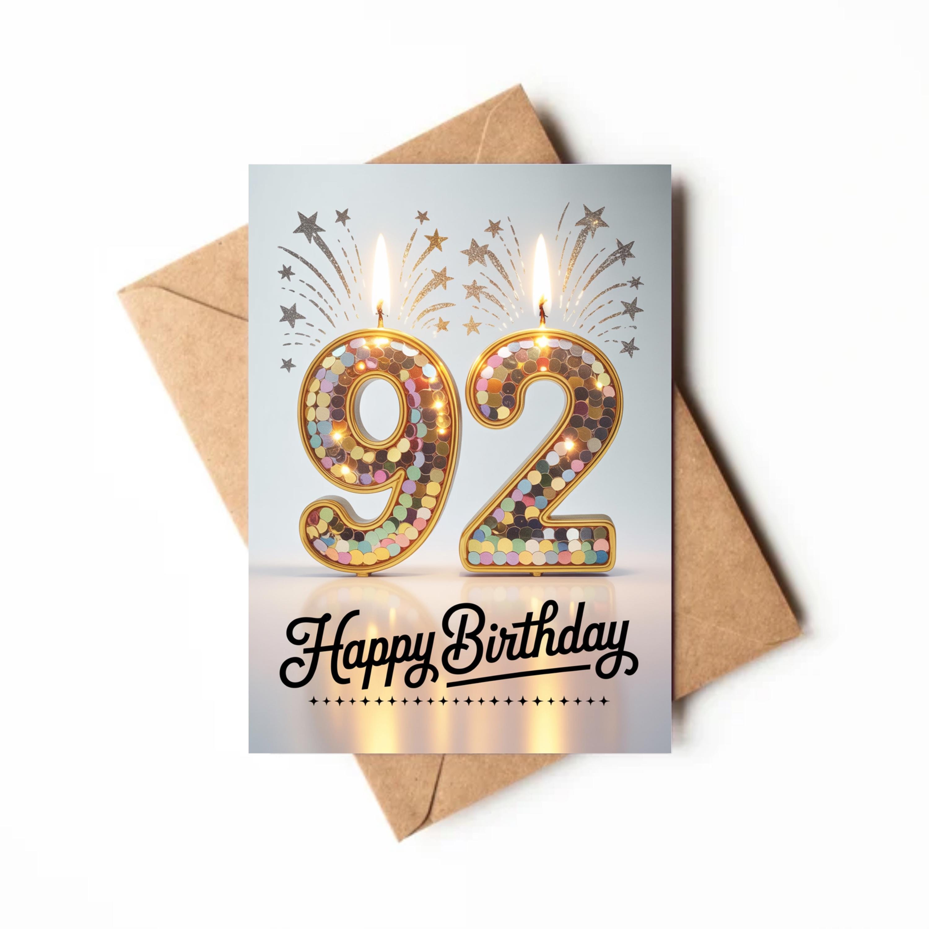 92nd Birthday Card | Printable Card | Celebration Card for 92 Year Old ...