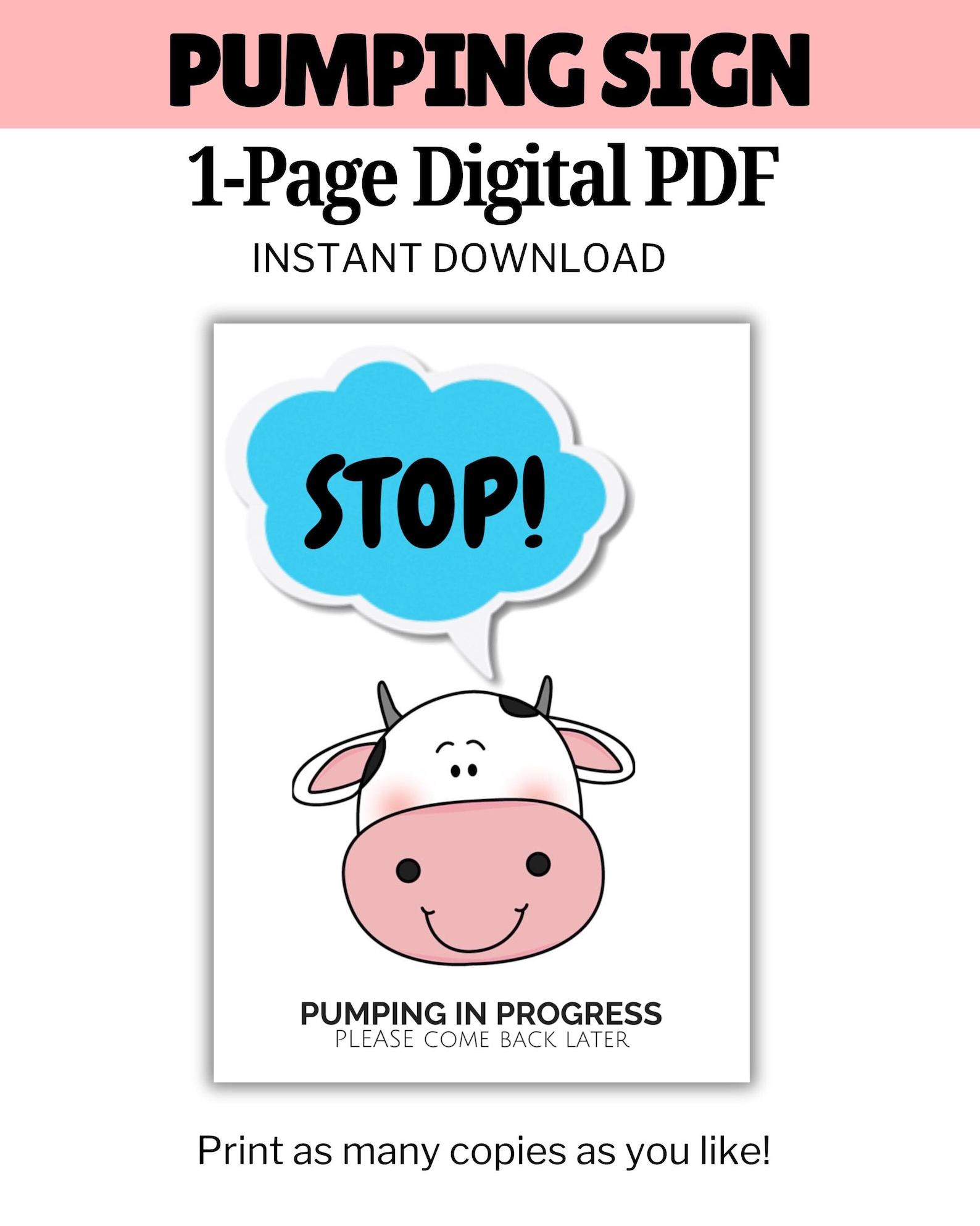 Printable Pumping Door Sign - Etsy