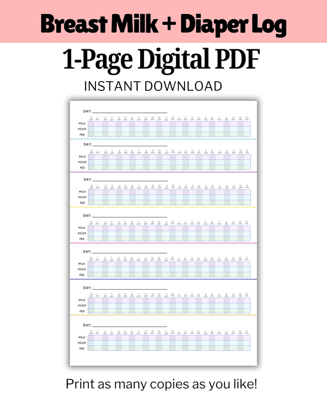 Breastfeeding Diaper Log Printable Breastfeeding Tracker Poop and Pee ...