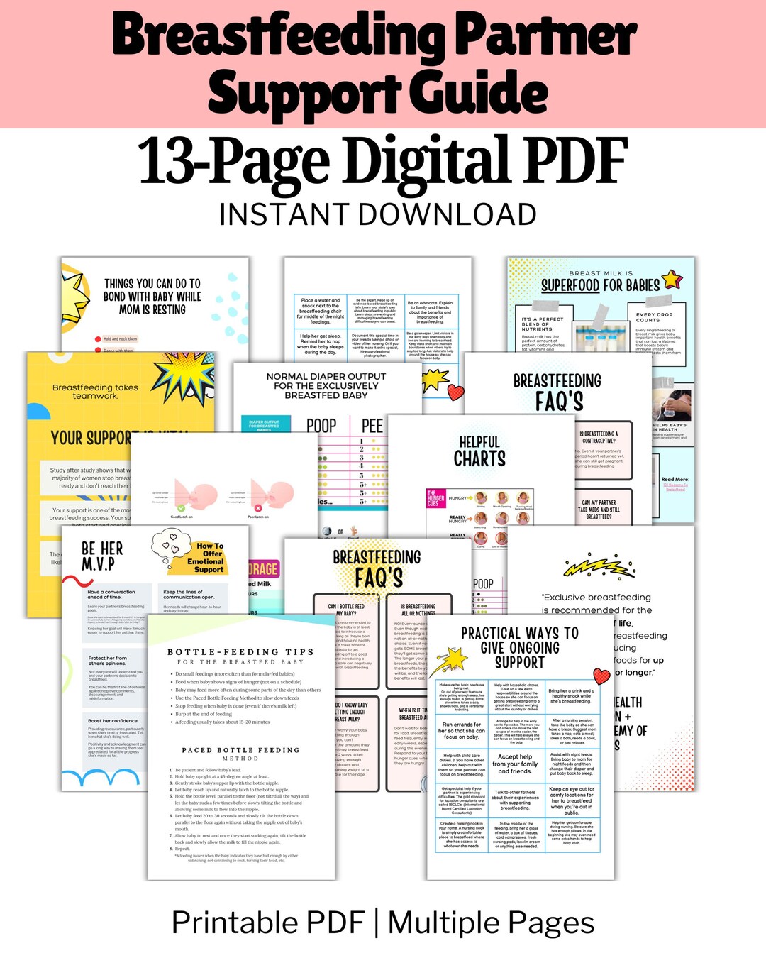 Breastfeeding Guide for Partners Doula Handout Lactation Counselor ...