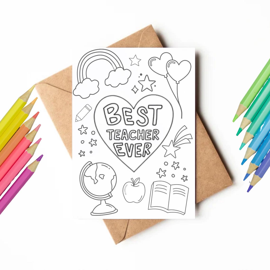 Teacher Appreciation Card PRINTABLE Coloring Page | Best Teacher Ever ...
