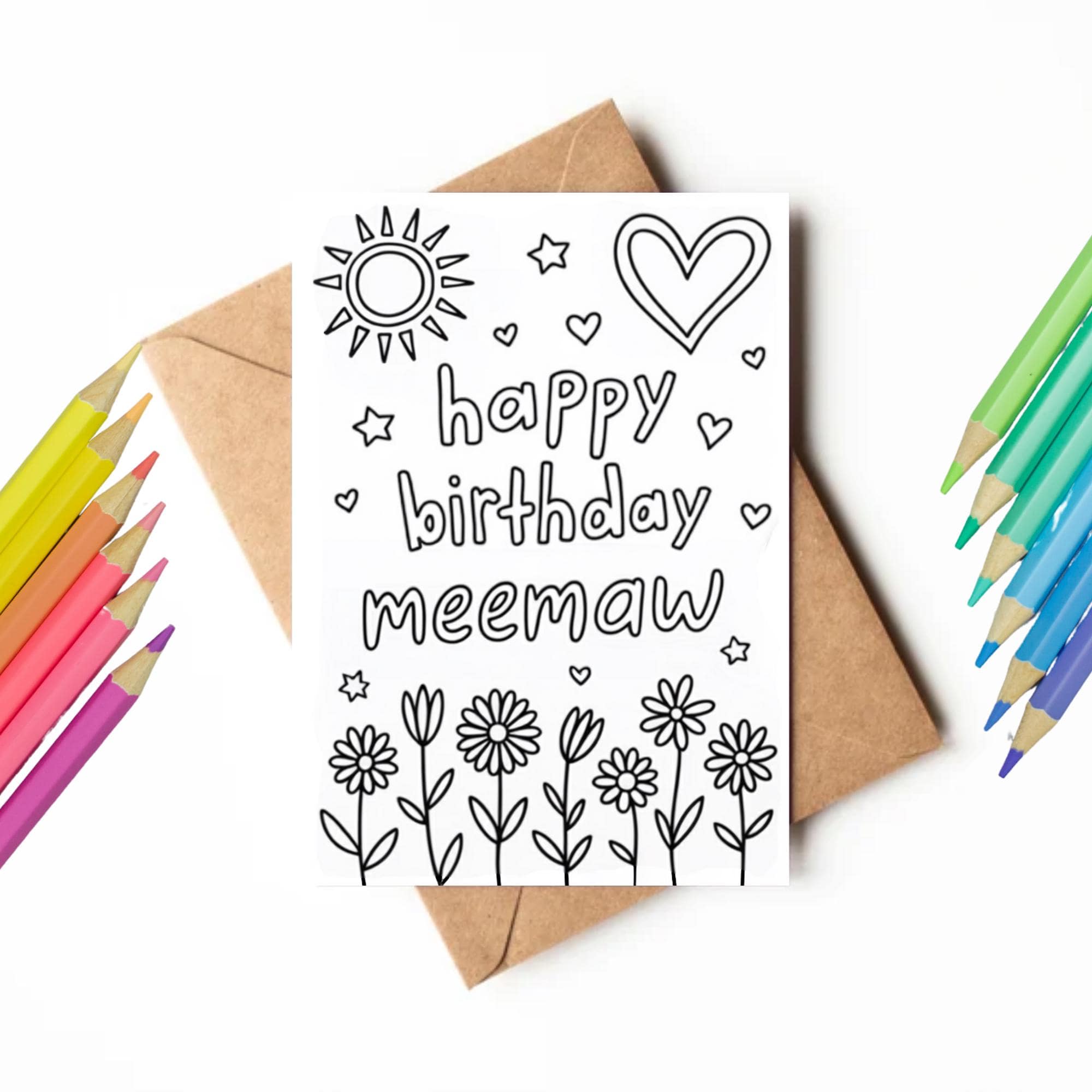 Printable Coloring Card for Meemaw's Birthday | Color Your Own ...