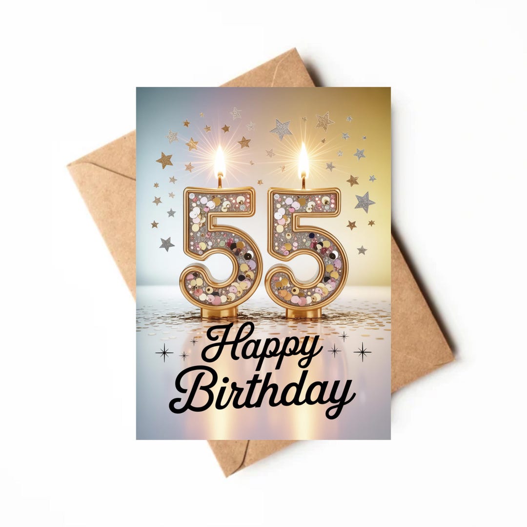 55th Birthday Card | Printable Card | Celebration Card for 55 Year Old ...