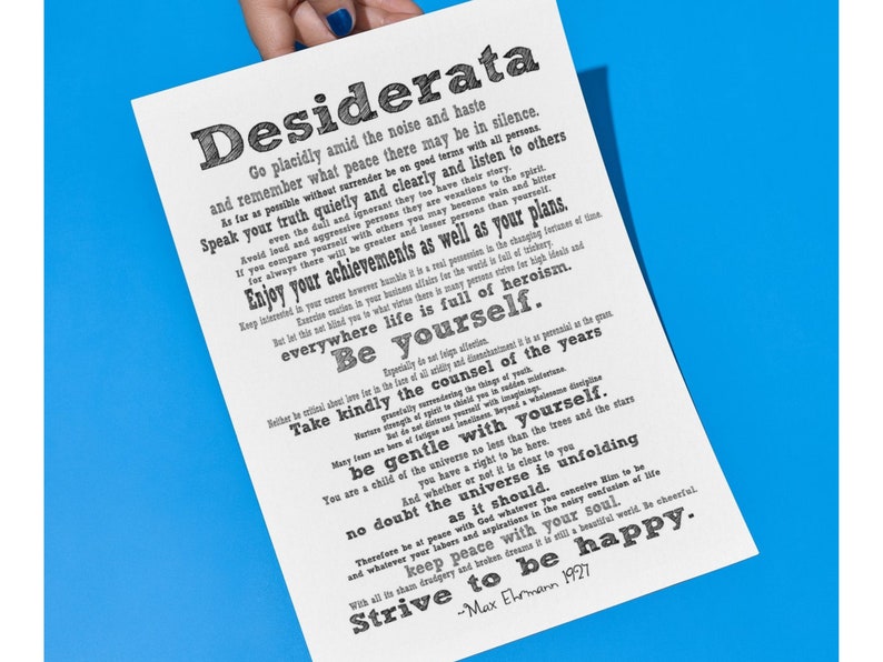 Desiderata Poem Printable | Inspirational Wall Art | Motivational Quote ...
