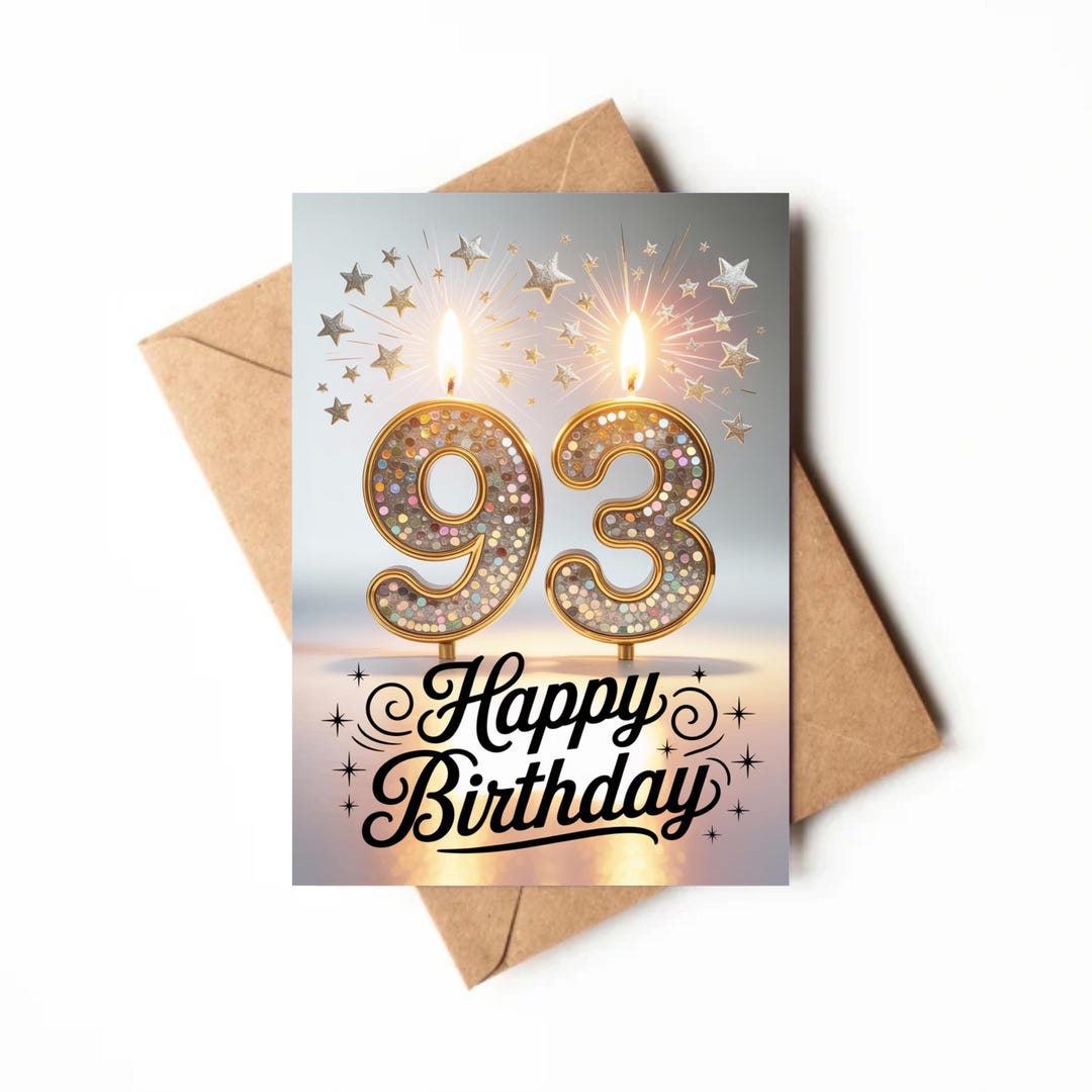 93rd Birthday Card | Printable Card | Celebration Card for 93 Year Old ...