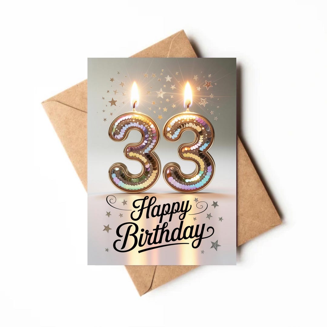 33rd Birthday Card | Printable Card | Card for Thirity-three Year Old ...