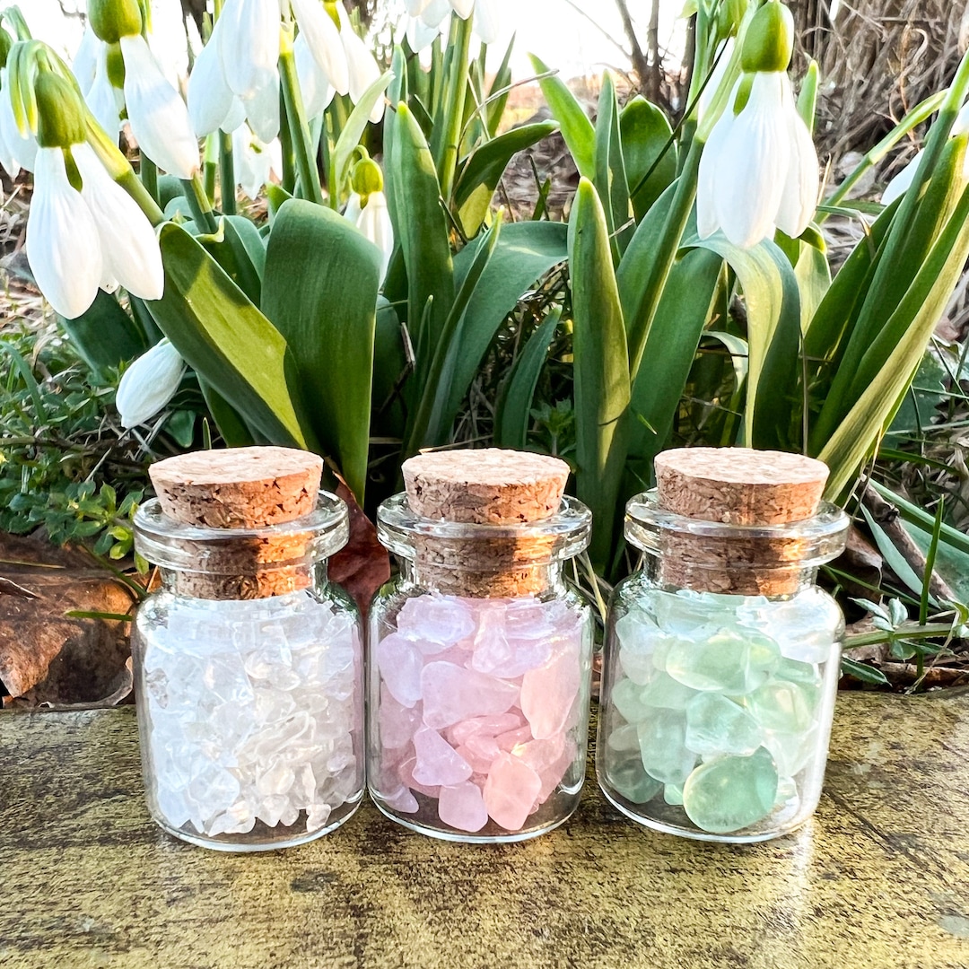 Crystal Wishing Jars - Crystal Jar Trio - Wishing Jars - Rose Quartz ...