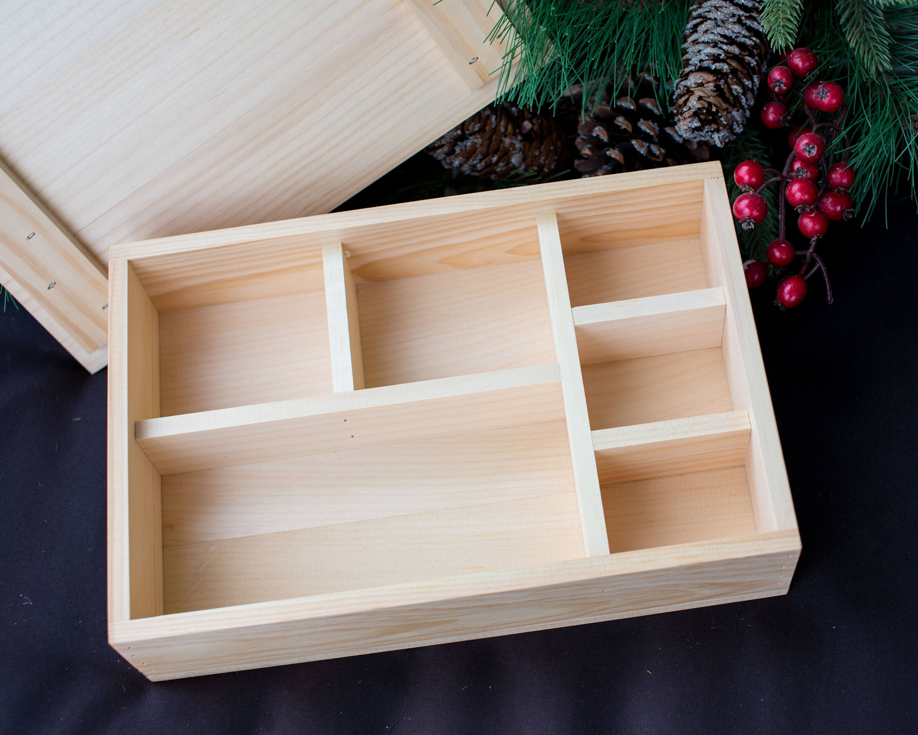Solid Pine Box With Compartments - Etsy