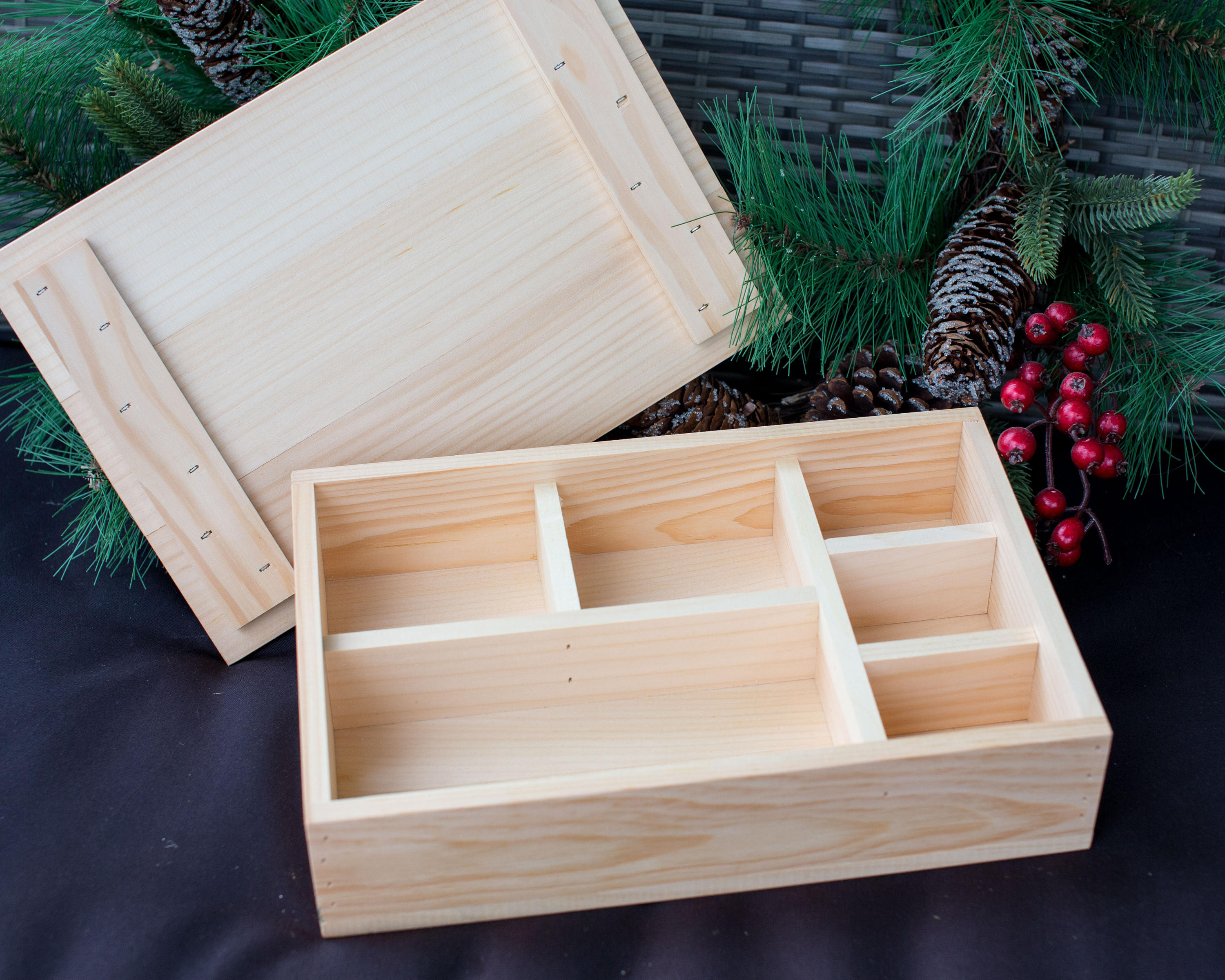 Solid Pine Box With Compartments - Etsy