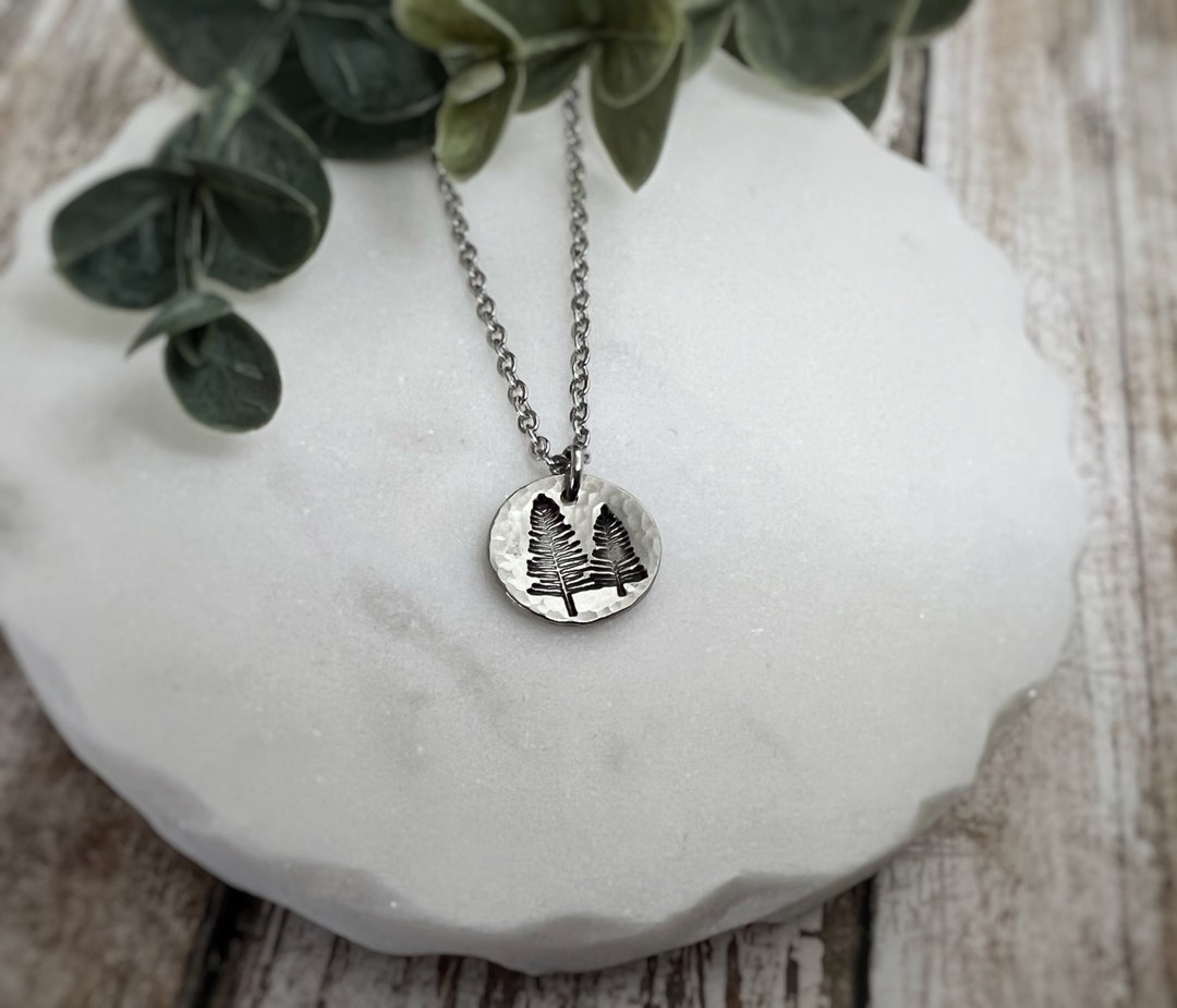 Tiny Pine Trees Necklace Personalized Evergreen Forest Pendant Woodland ...