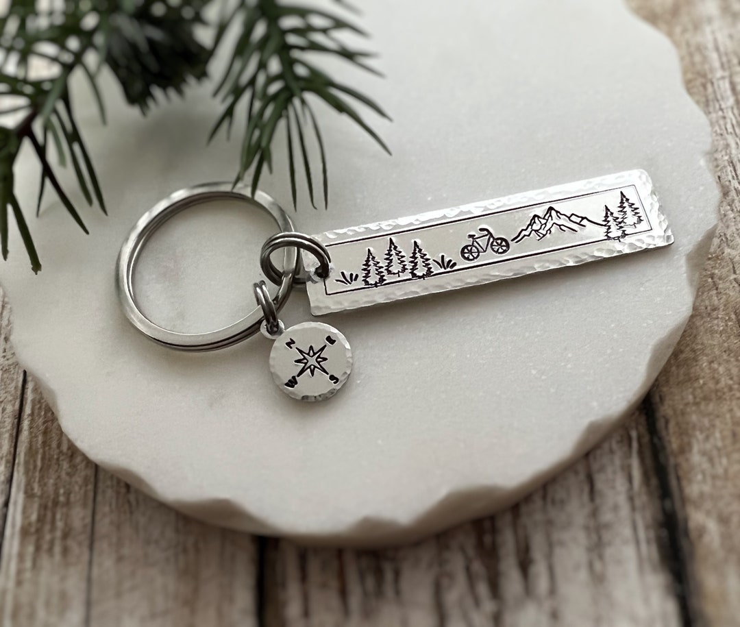Mountain Bike Keychain - Trail Riding Compass Charm Key Ring ...