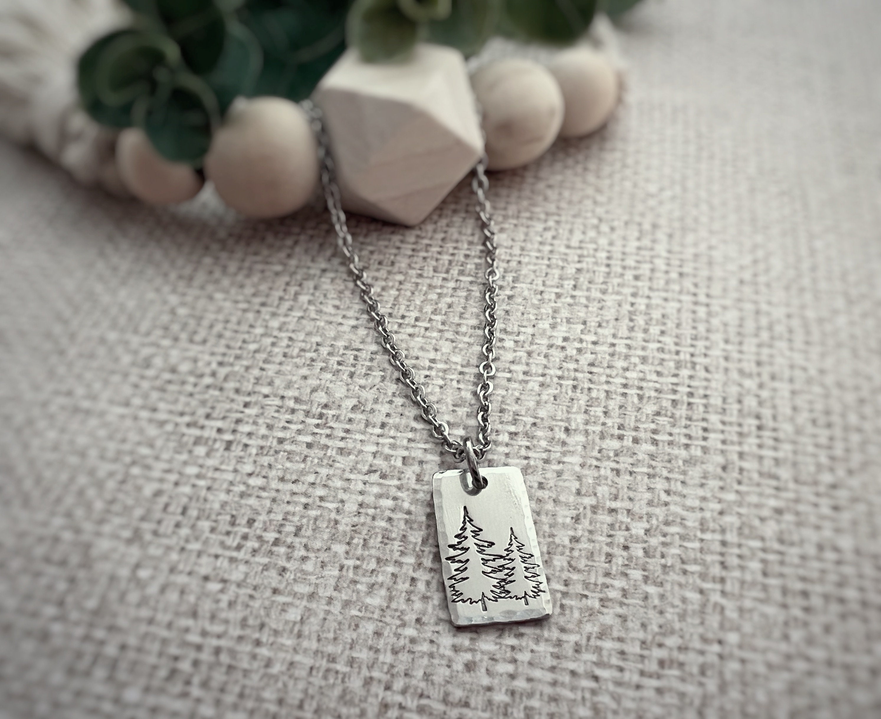 Personalized Forest Tree Necklace - Custom Woodland Pendant - Hand ...