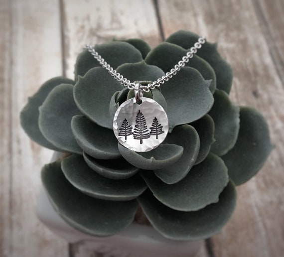Three Tiny Trees Necklace Tree Necklace Three Trees | Etsy