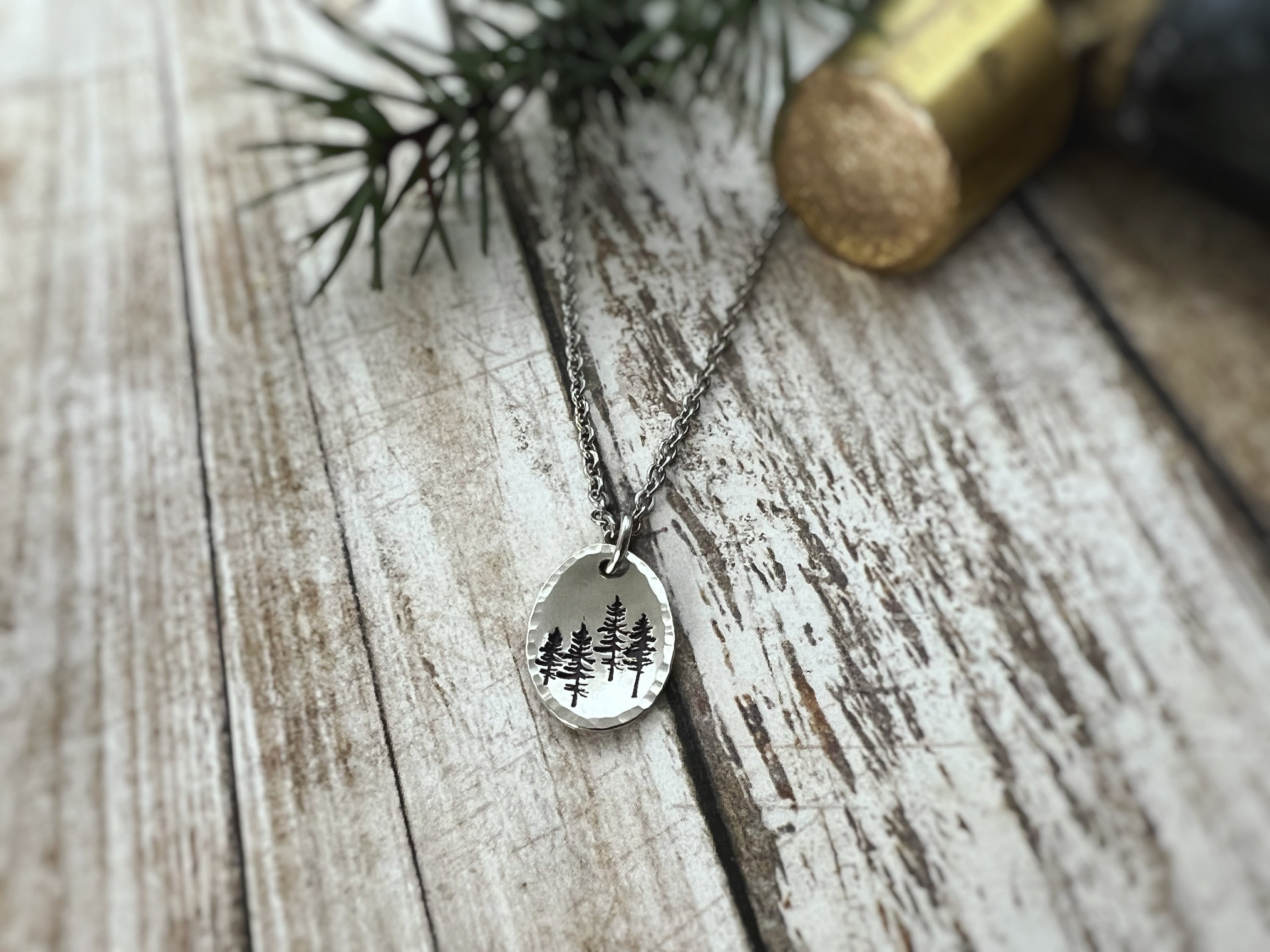 Woodland Forest Necklace - Handcrafted Evergreen Pine Grove Pendant ...